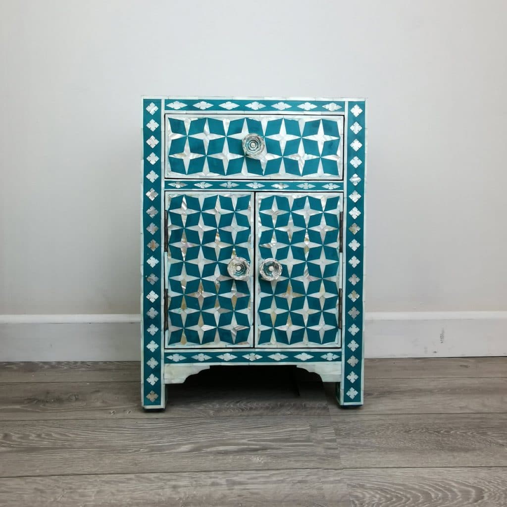 Teal Mother of Pearl Star bedside Iris Furnishing